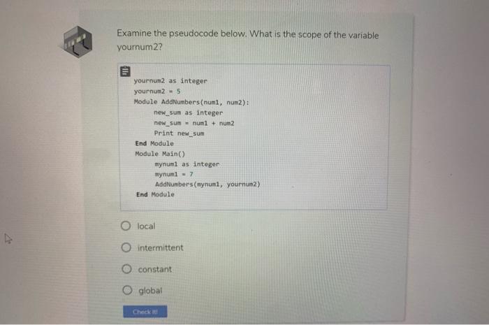 Solved 9 Review Examine The Following Pseudcode Inside The