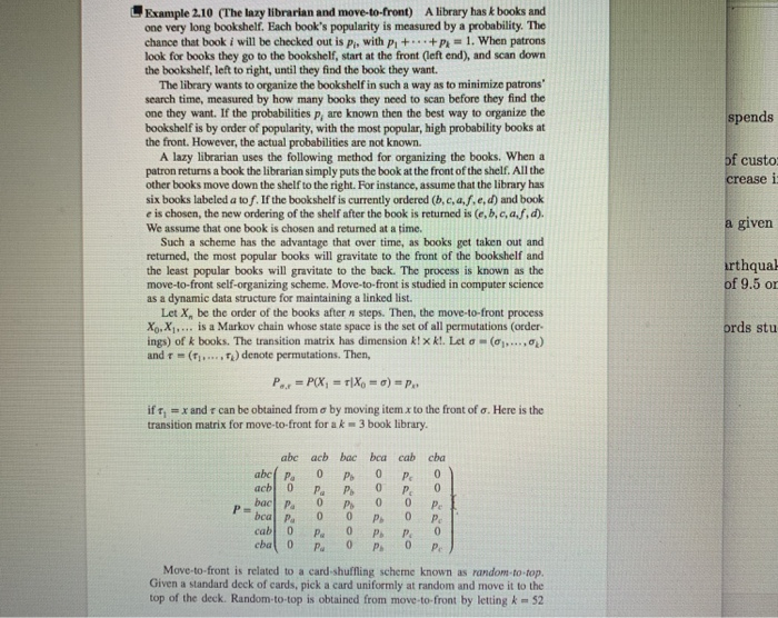 2.13 See the move-to-front process in Example 2.10. | Chegg.com