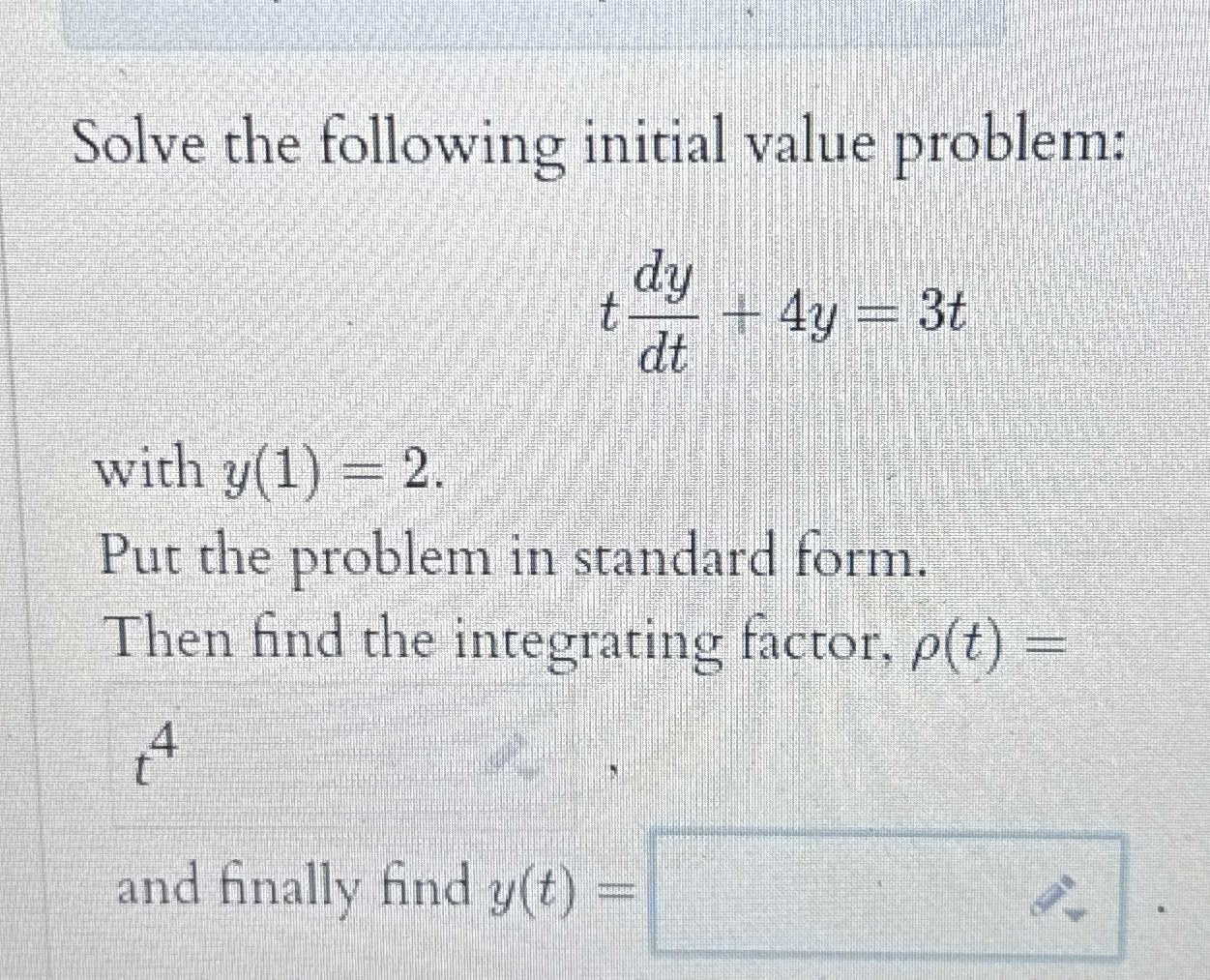 Solved Solve the following initial value | Chegg.com