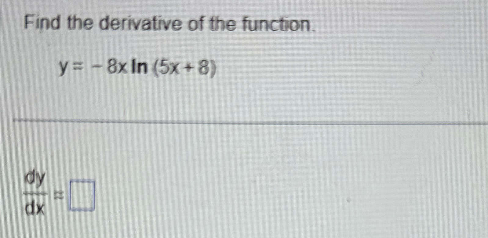 Solved Find the derivative of the | Chegg.com