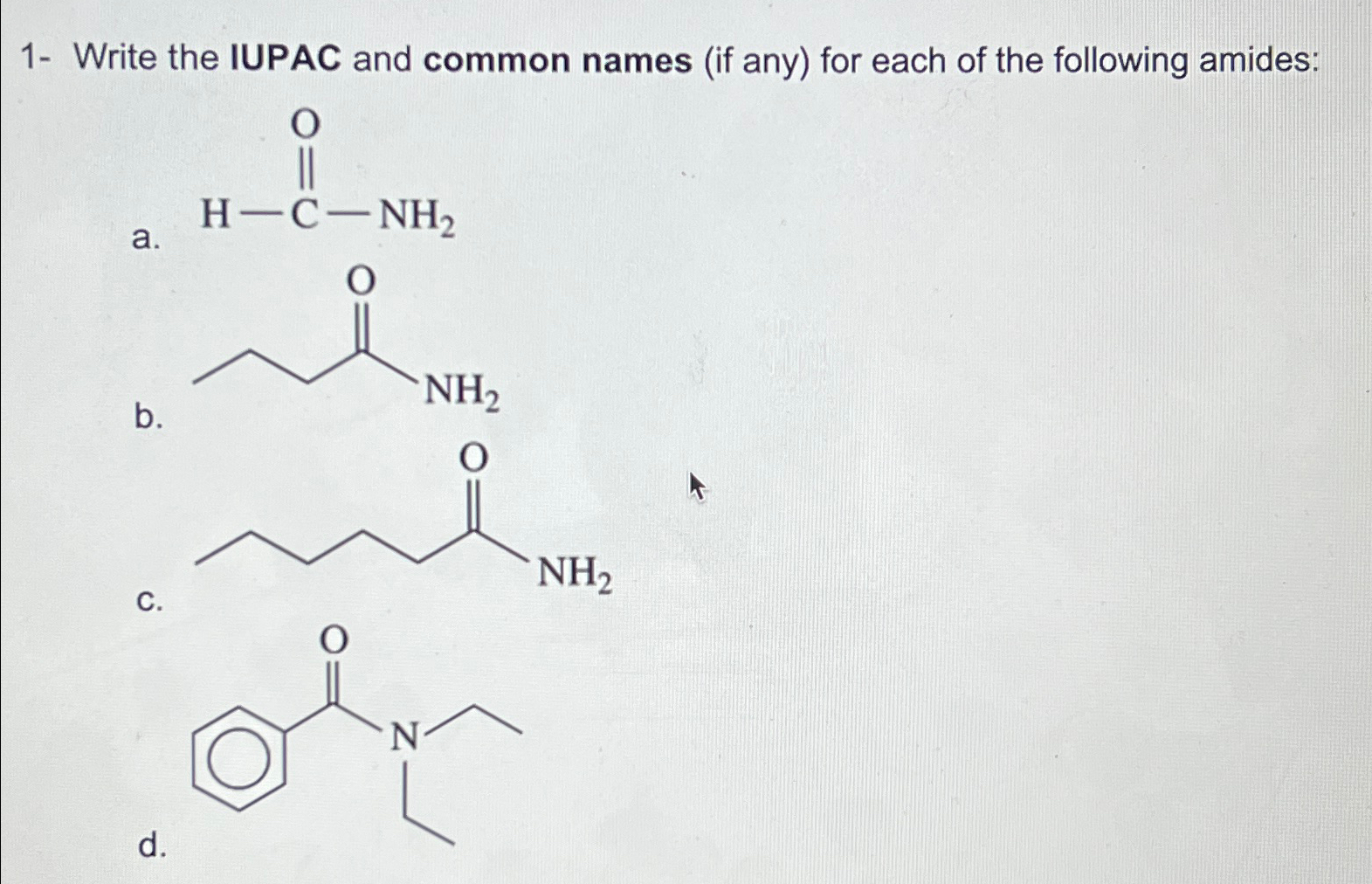 Solved 1- ﻿Write the IUPAC and common names (if any) ﻿for | Chegg.com