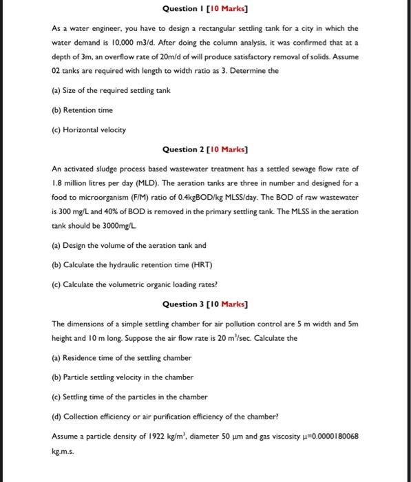 Solved As a water engineer, you have to design a rectangular | Chegg.com