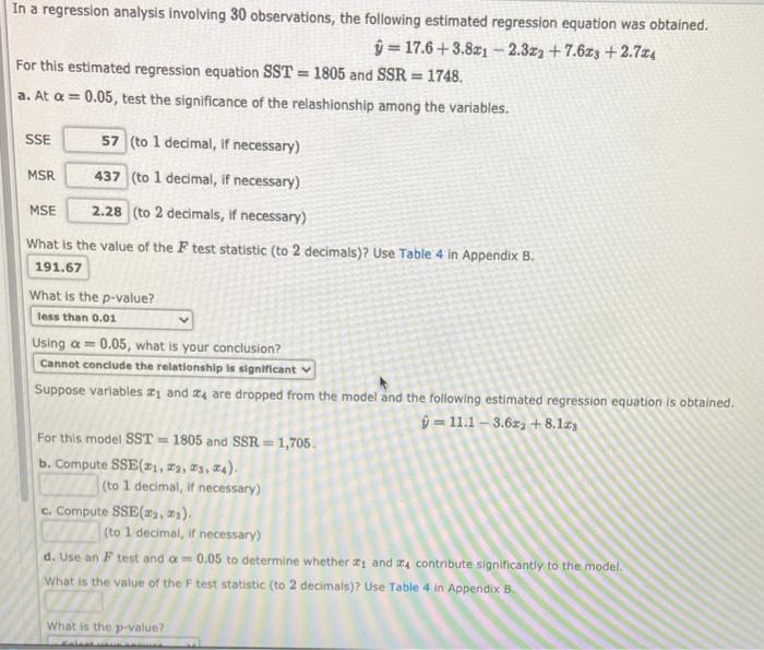 Solved MSR In a regression analysis involving 30 | Chegg.com