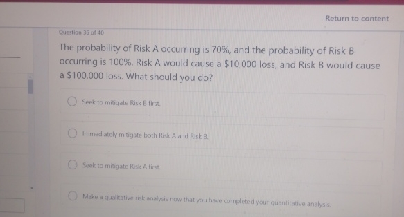 Solved Return to contentQuestion 36 ﻿of 40The probability of | Chegg.com