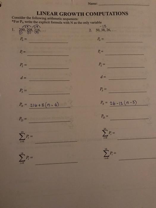 Solved LINEAR GROWTH COMPUTATIONS Consider the following | Chegg.com