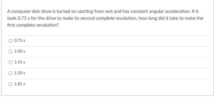 Solved A computer disk drive is turned on starting from rest | Chegg.com