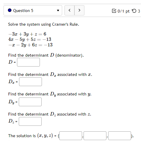 Solved Solve the system using Cramer's | Chegg.com