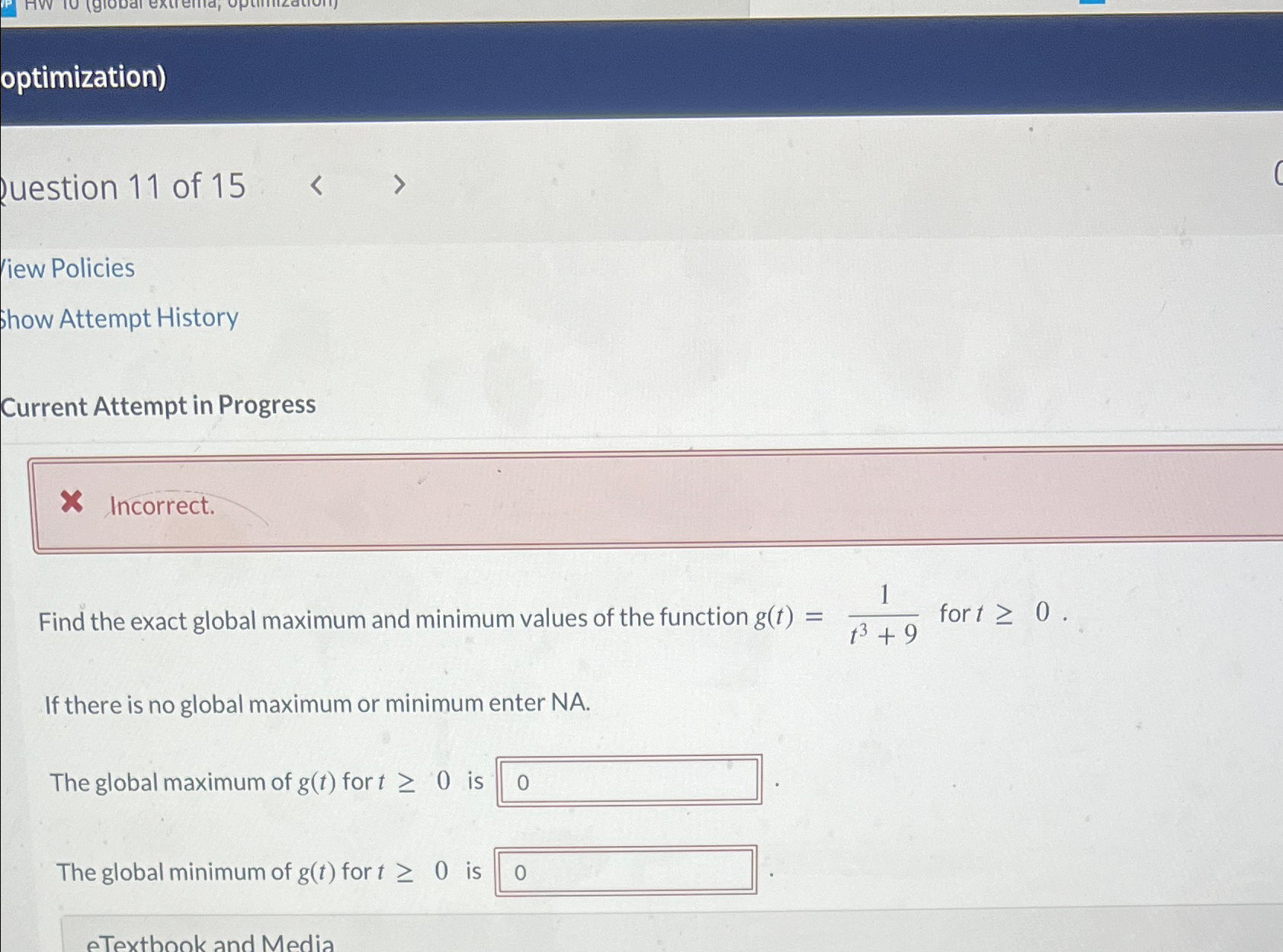 Solved optimization)Question 11 ﻿of 15liew PoliciesShow | Chegg.com