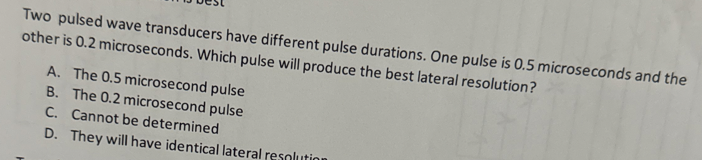 Solved Two pulsed wave transducers have different pulse | Chegg.com