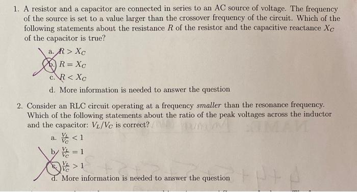 Solved A resistor and a capacitor are connected in series to | Chegg.com