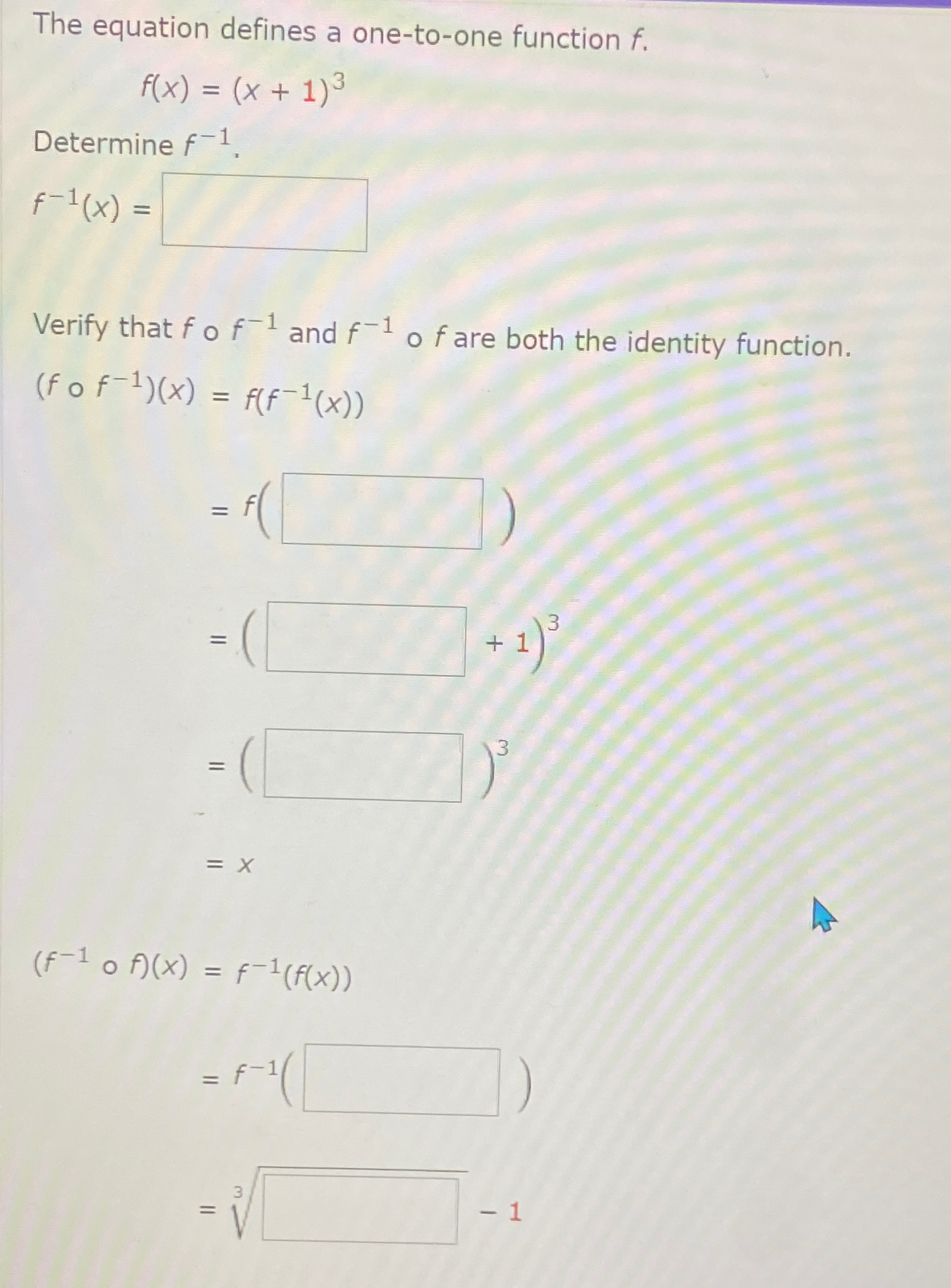 Solved The equation defines a one-to-one function | Chegg.com