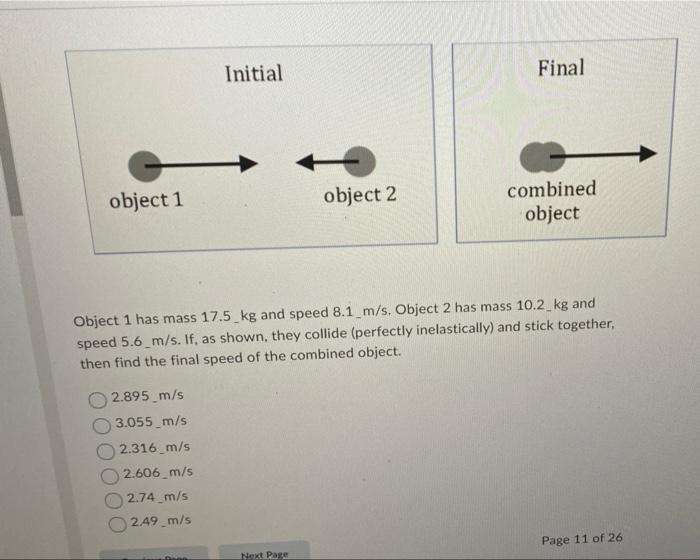 Solved Initial Final object 1 object 2 combined object | Chegg.com