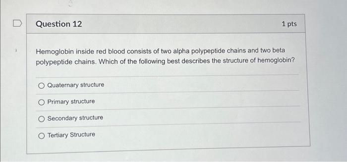 Solved 7 Question 12 Hemoglobin inside red blood consists of | Chegg.com