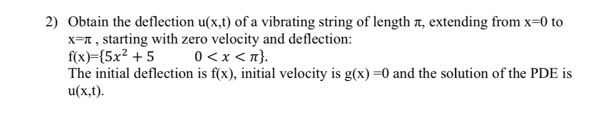 Obtain the deflection u(x,t) ﻿of a vibrating string | Chegg.com
