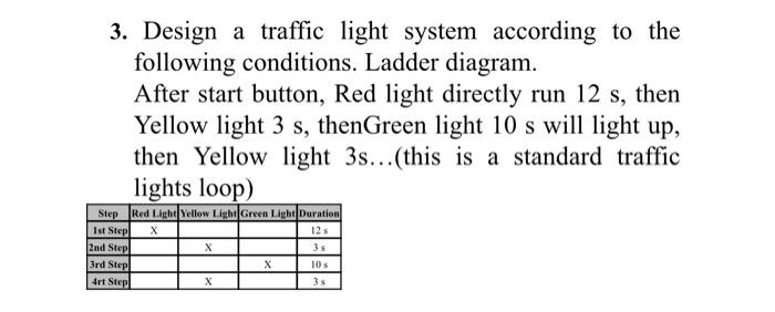 Solved 3. Design a traffic light system according to the | Chegg.com