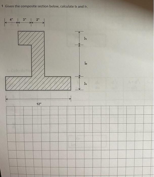 Solved 1 Given the composite section below, calculate Ix and | Chegg.com