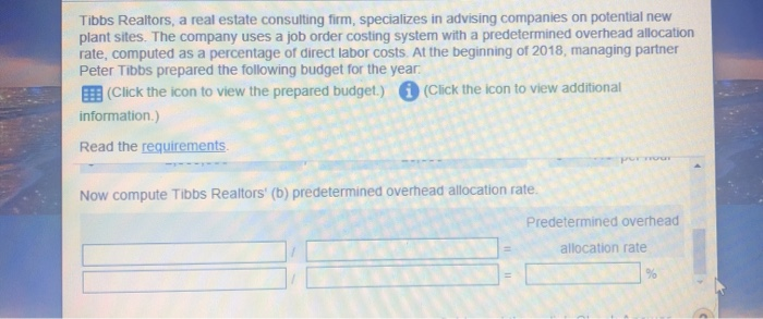 Solved Tibbs Realtors, a real estate consulting firm, | Chegg.com