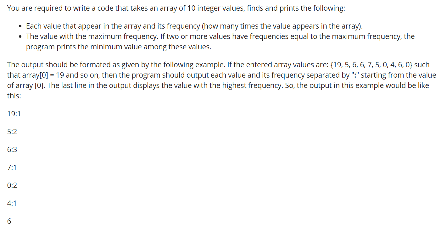 Solved You are required to write a code that takes an array | Chegg.com
