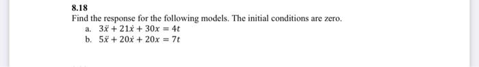 Solved Find the response for the following models. The | Chegg.com