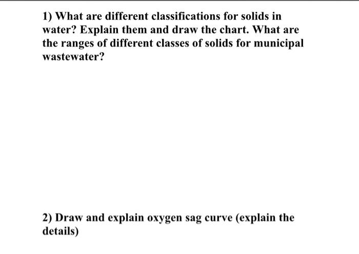 Solved 1) What are different classifications for solids in | Chegg.com