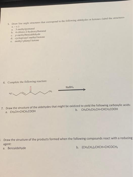 Solved S. Draw line angle structures that correspond to the | Chegg.com