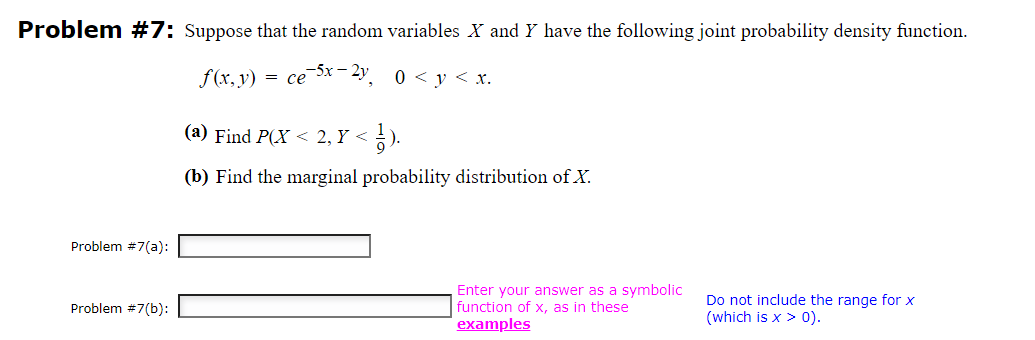 Solved Problem #7: Suppose that the random variables x ﻿and | Chegg.com