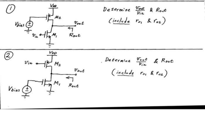 Solved Determine vin vout \& Rout (include r01 \& r02 ) | Chegg.com