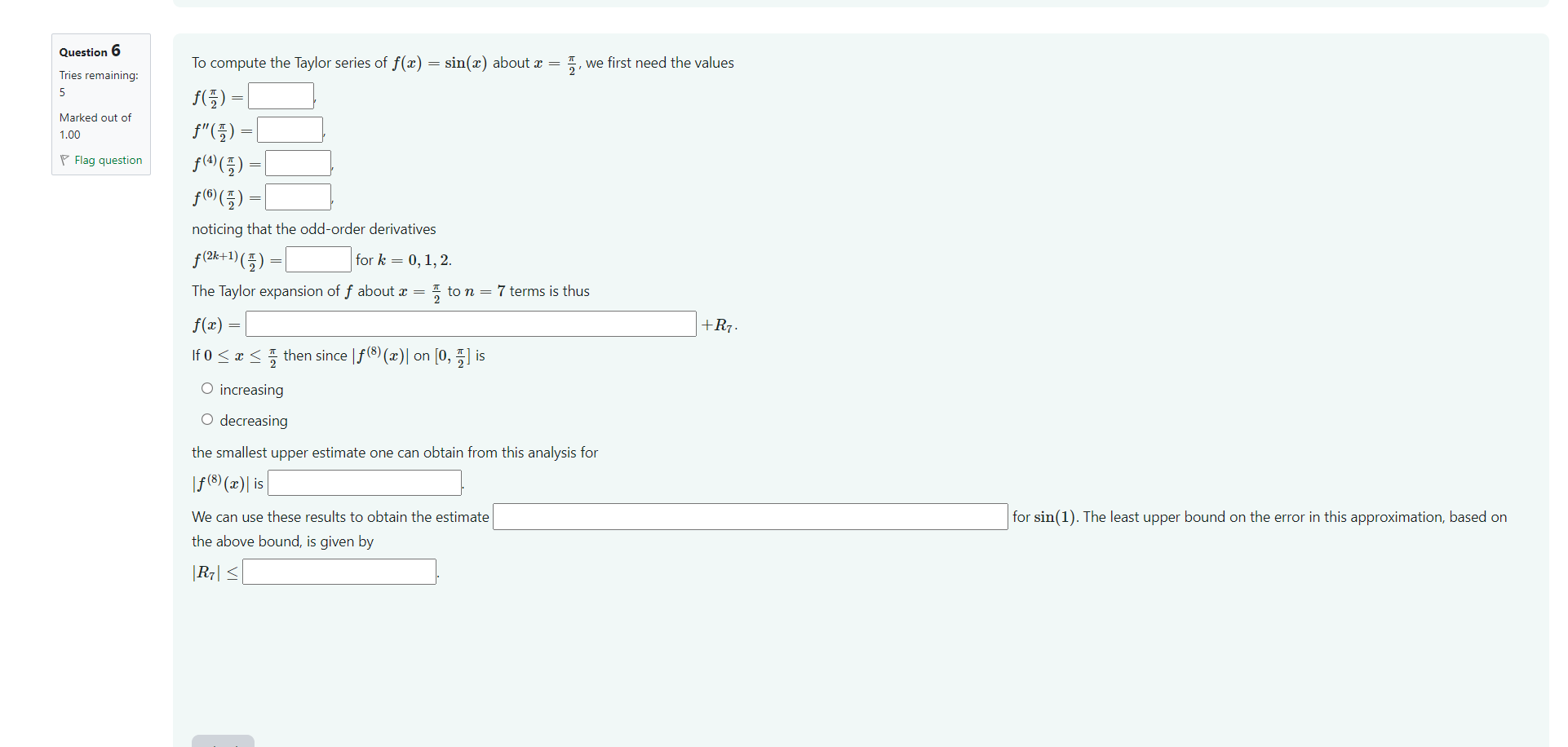 Solved the smallest upper estimate one can obtain from this | Chegg.com