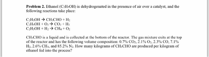 Solved Problem 2. Ethanol (CH3OH) is dehydrogenated in the | Chegg.com
