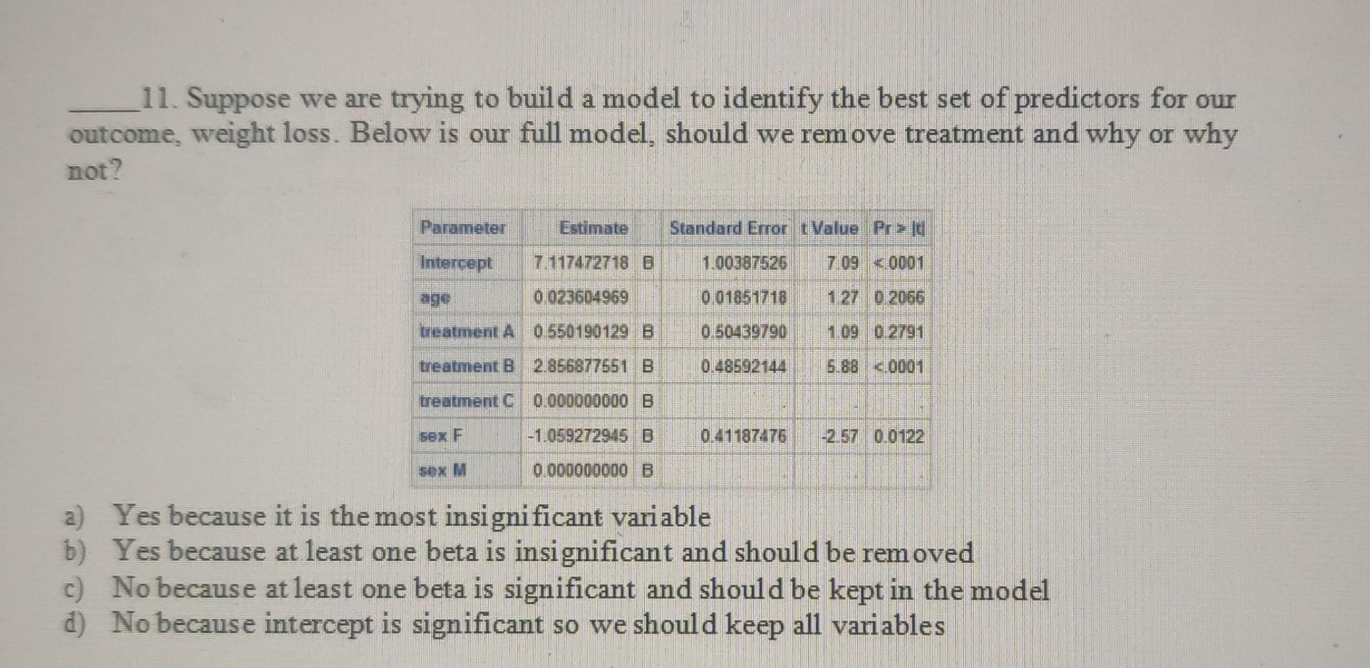Solved 11. Suppose we are trying to build a model to | Chegg.com
