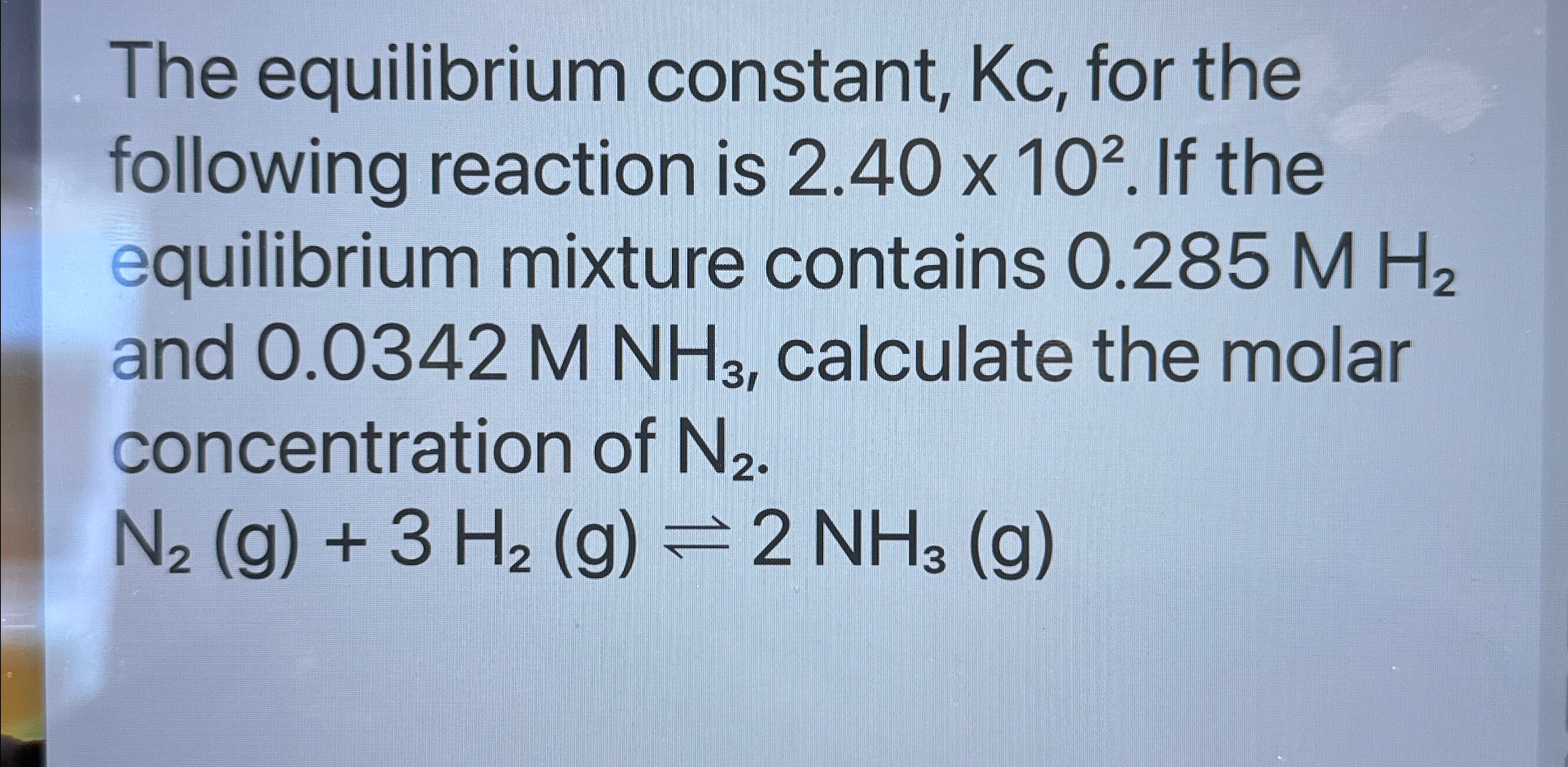 Solved The equilibrium constant, Kc, ﻿for the following | Chegg.com