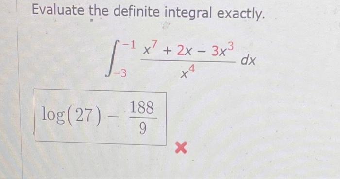 Solved Evaluate the definite integral exactly. | Chegg.com