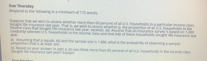 Solved Due Thursday Respond to the following in a minimum of | Chegg.com