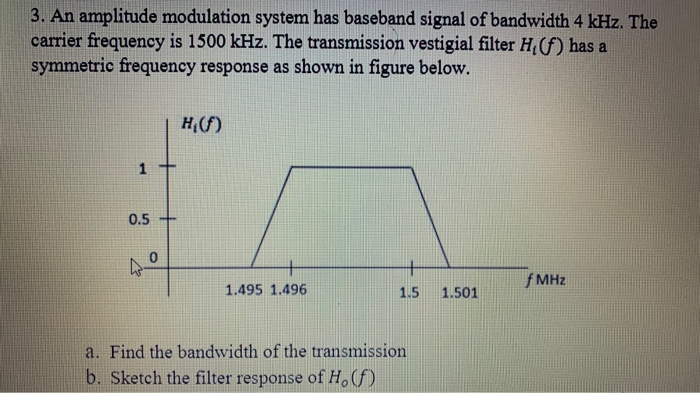 Solved An amolitude modulation system has baseband signal of | Chegg.com