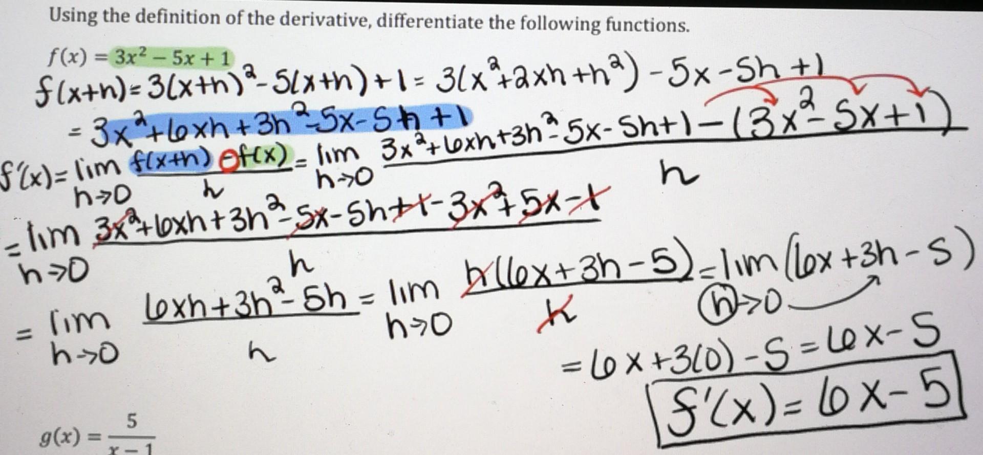 Solved Using the definition of the derivative, differentiate | Chegg.com
