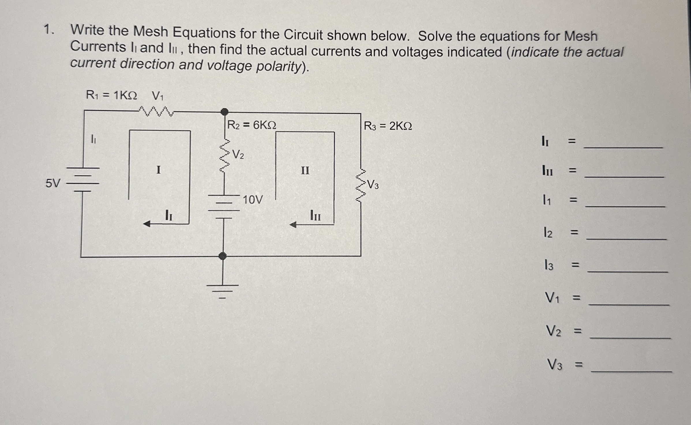 Solved Write the Mesh Equations for the Circuit shown below. | Chegg.com