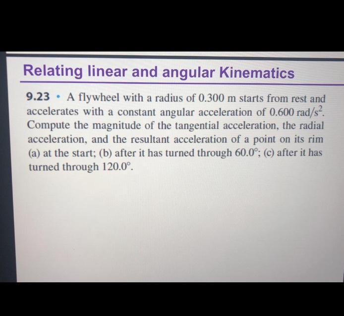 Solved Relating linear and angular Kinematics . 9.23. A | Chegg.com