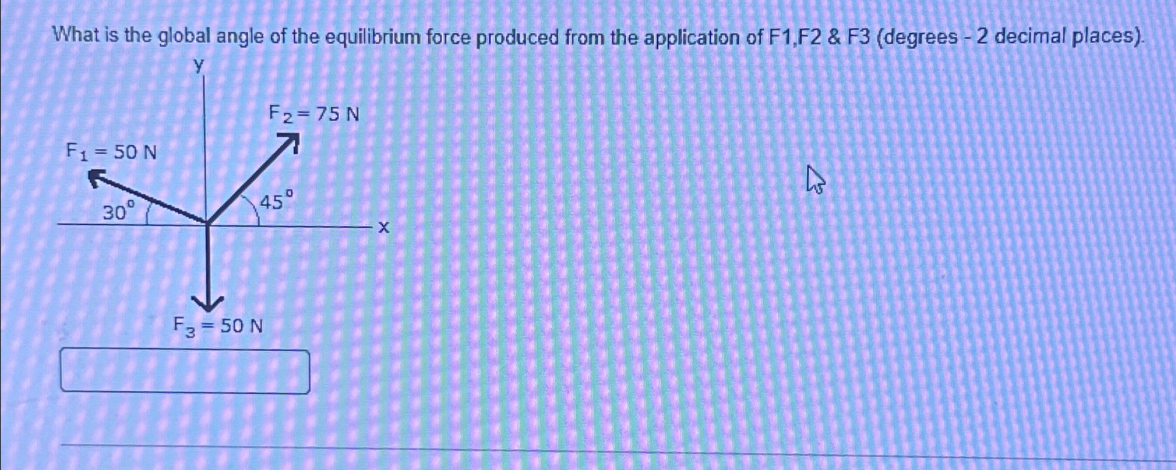 Solved What is the global angle of the equilibrium force | Chegg.com