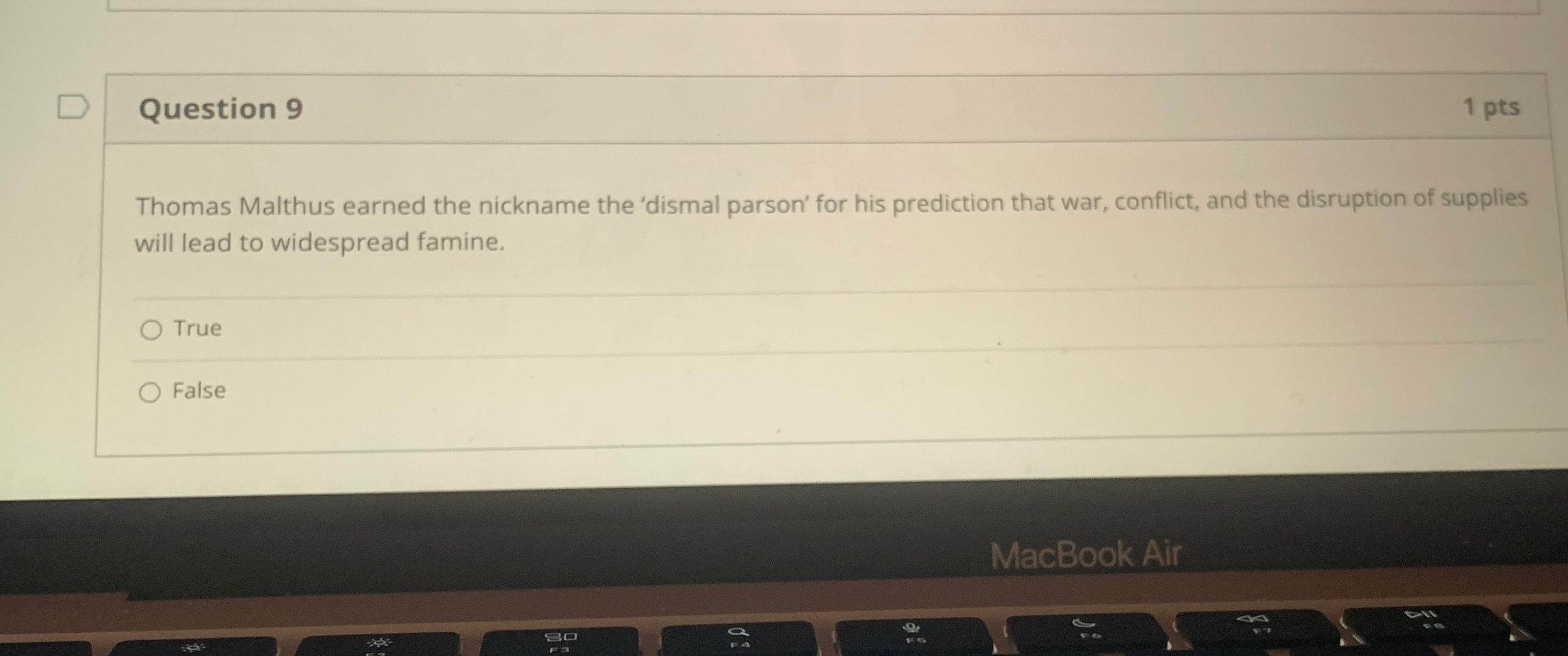 Solved Question 91 ﻿ptsThomas Malthus earned the nickname | Chegg.com