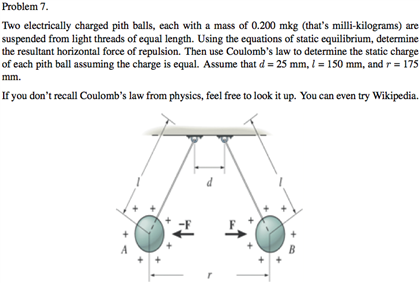 Solved Two electrically charged pith balls, each with a mass | Chegg.com