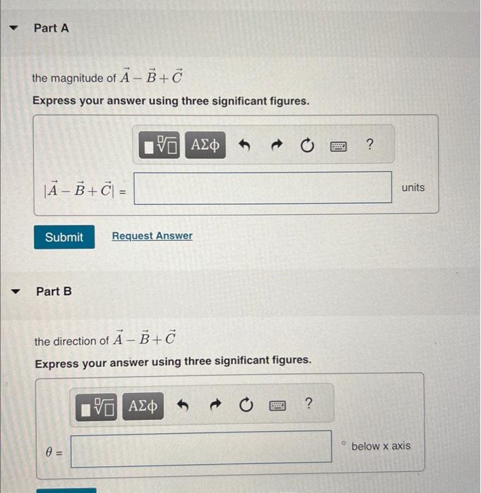 the magnitude of A+B−C Express your answer using | Chegg.com