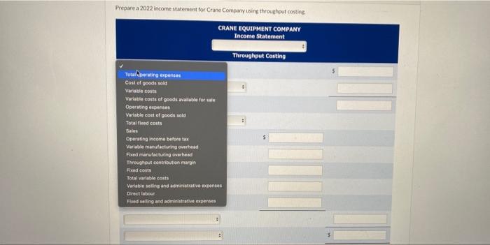 Solved fill in all the blanks to crear an income statement | Chegg.com