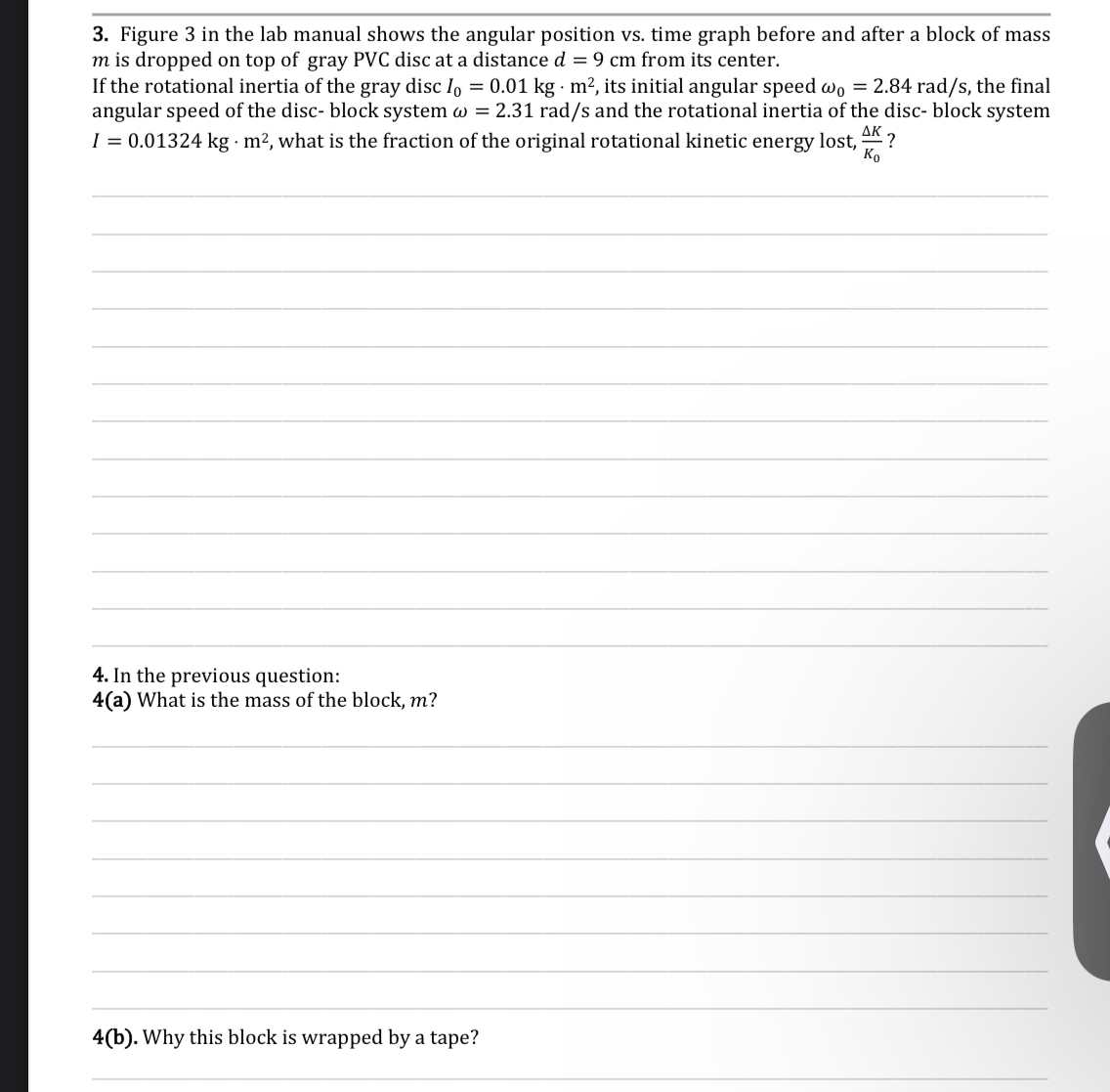 Solved Figure 3 ﻿in the lab manual shows the angular | Chegg.com