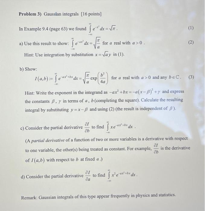 Solved Problem 3) Gaussian integrals [16 points] In Example | Chegg.com