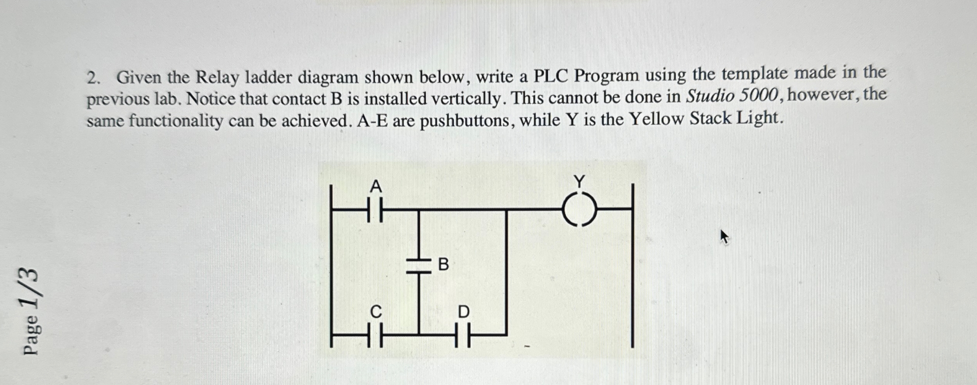 Solved Given the Relay ladder diagram shown below, write a | Chegg.com