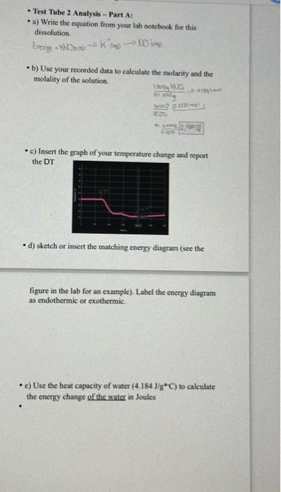 - Test Tube 2 Analysis-Part A: - a) Write the | Chegg.com