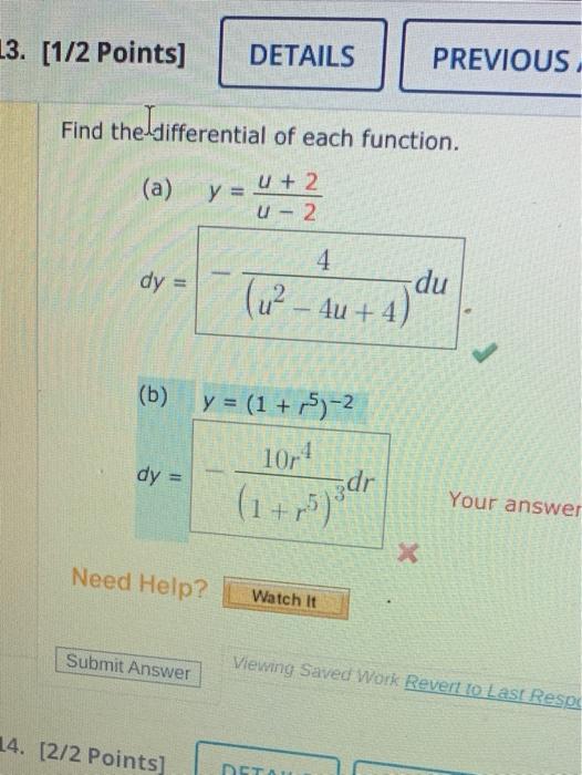 Solved 13. [1/2 Points] DETAILS PREVIOUS Find the | Chegg.com