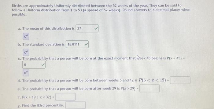 Solved Births are approximately Uniformly distributed | Chegg.com