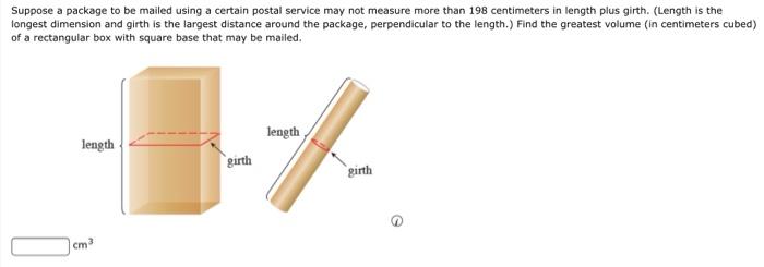 Solved Suppose a package to be mailed using a certain postal | Chegg.com