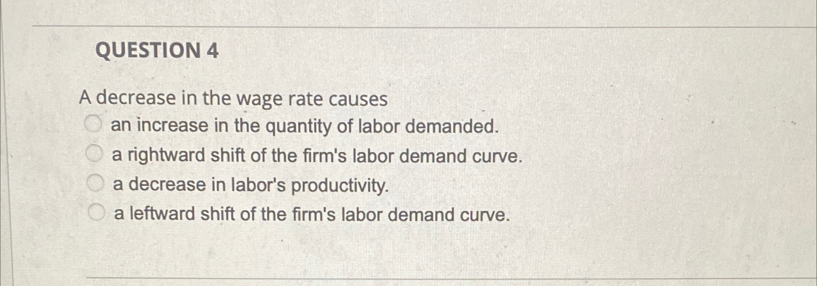 Solved QUESTION 4A decrease in the wage rate causesan | Chegg.com